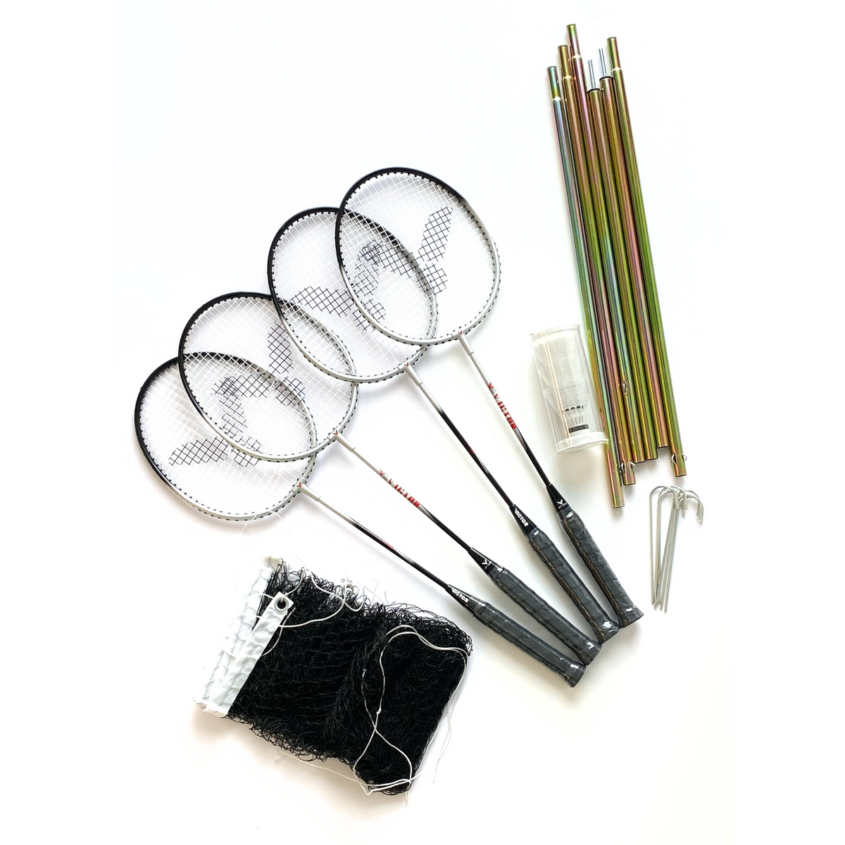 Victor Portable Outdoor Badminton Set - Net, Post, Racket, Shuttle ...