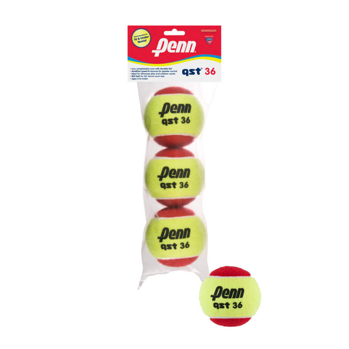 PENN QST 36 Felt Tennis Ball (3 Pack) - Yumo Pro Shop – Yumo Pro Shop ...